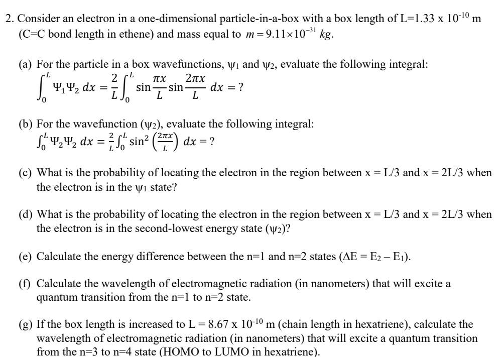 Solved 2. Consider an electron in a one-dimensional | Chegg.com