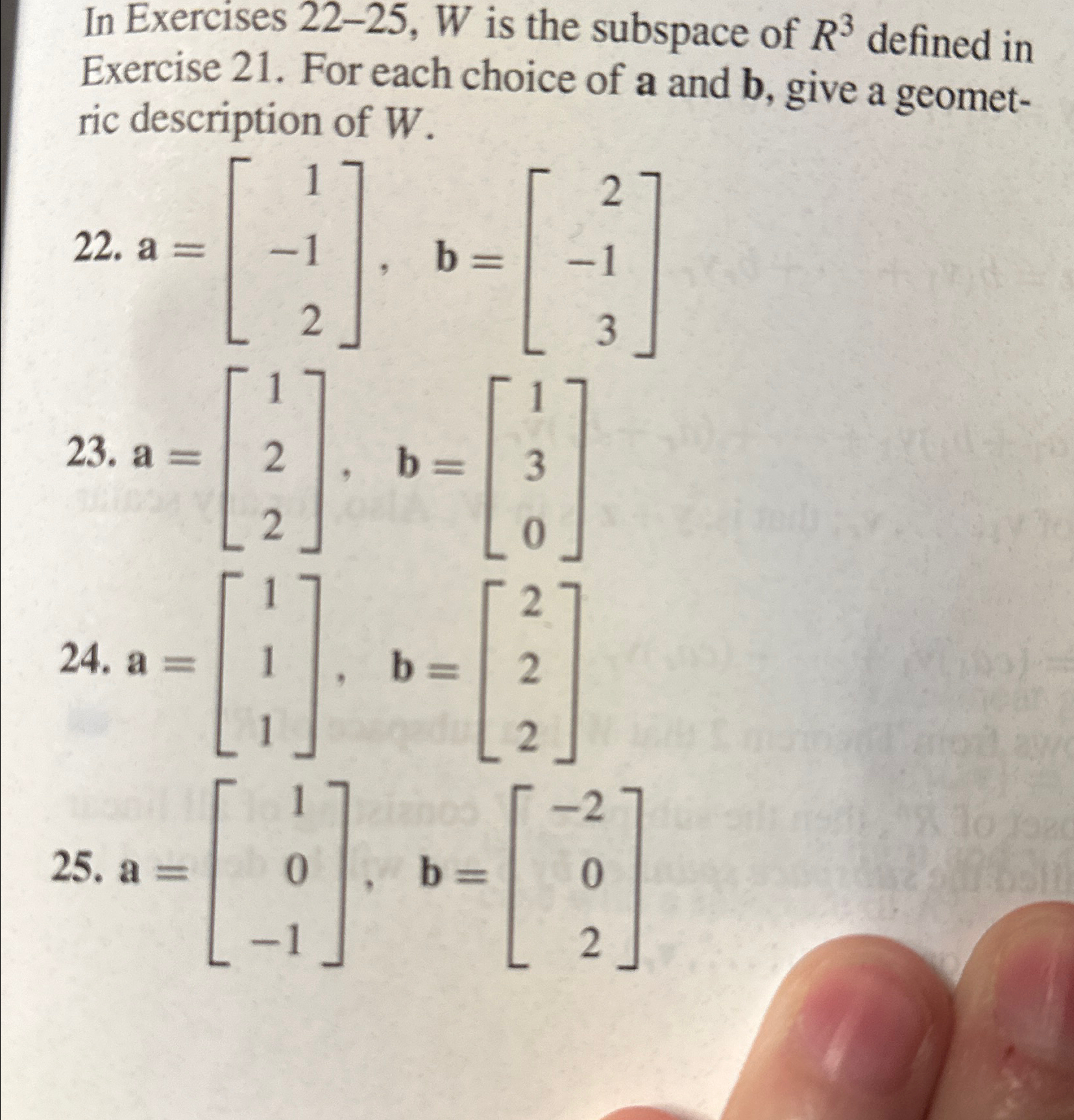 In Exercises 22-25, W ﻿is the subspace of R3 ﻿defined | Chegg.com