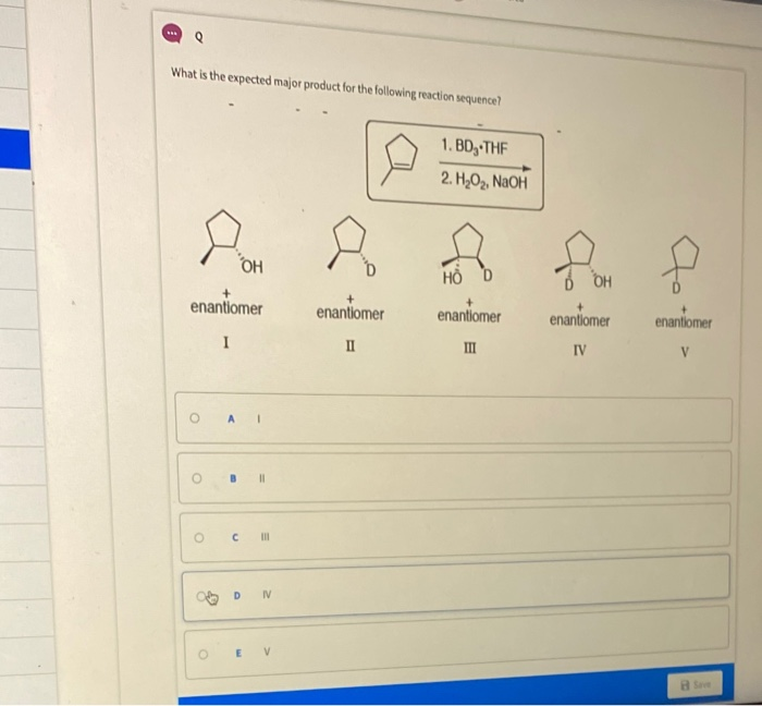 Solved What is the expected major product for the following | Chegg.com