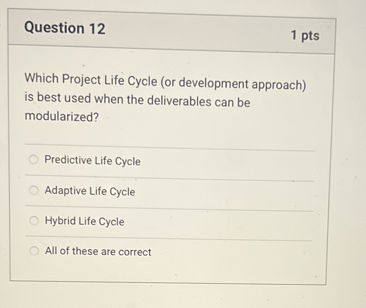 Solved Question 121 ﻿ptsWhich Project Life Cycle (or | Chegg.com