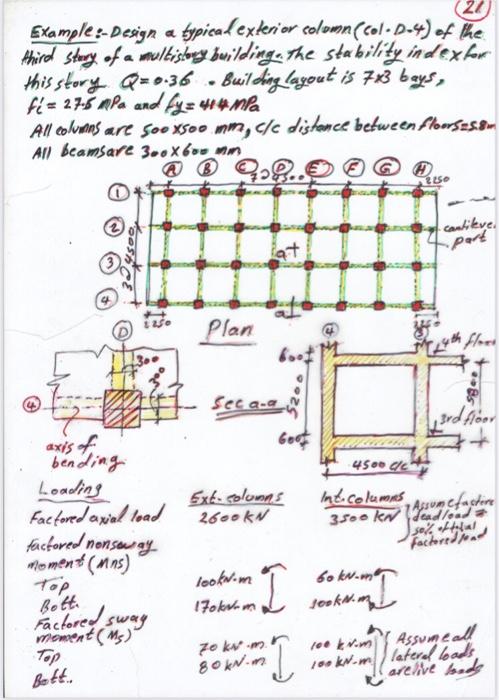 Solved Example:- Design a typical exterior column(col.1-4) | Chegg.com