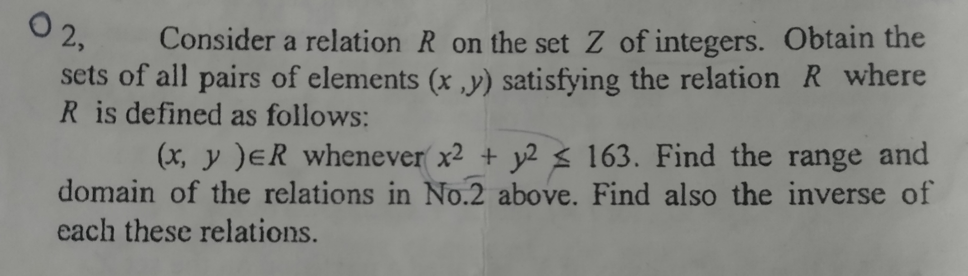 Solved 2, ﻿Consider a relation R ﻿on the set Z ﻿of integers. | Chegg.com