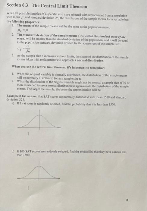 Solved Section 6.3 The Central Limit Theorem When all | Chegg.com