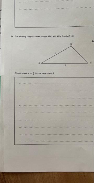 Solved 3a. The following diagram shows lriangle ABC, wth | Chegg.com