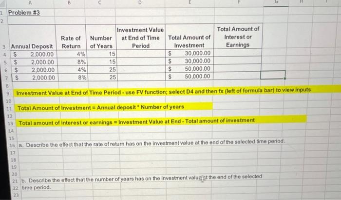 Solved Investment Value at End of Time Period - use FV | Chegg.com