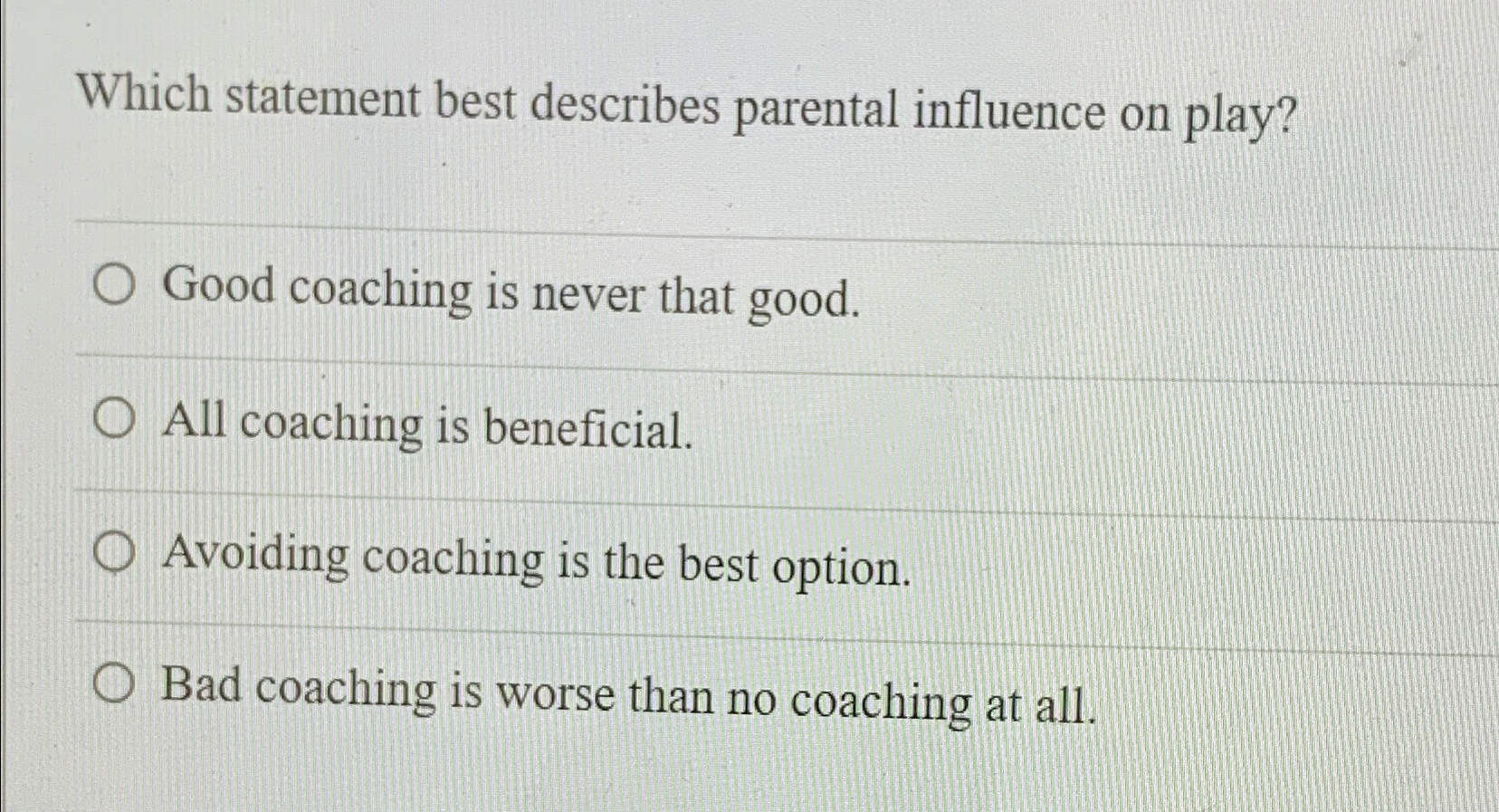 Solved Which statement best describes parental influence on | Chegg.com