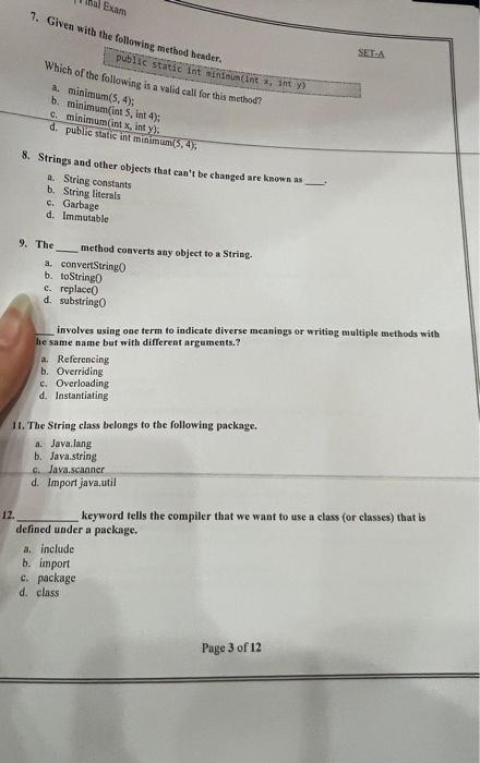 Solved 13. Which of the following method header is a valid | Chegg.com