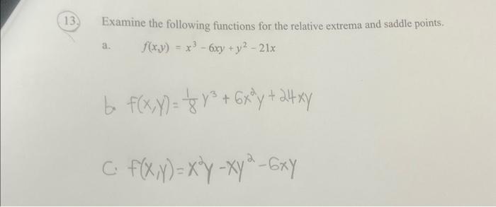 Solved Examine the following functions for the relative | Chegg.com