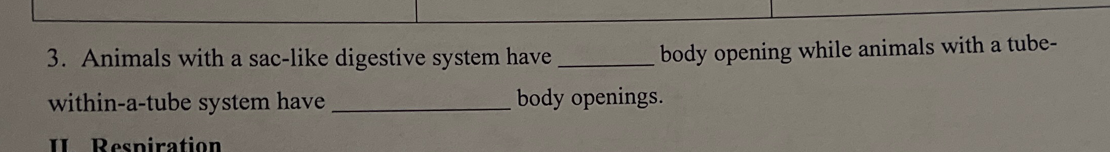 Solved Animals with a sac-like digestive system have body | Chegg.com