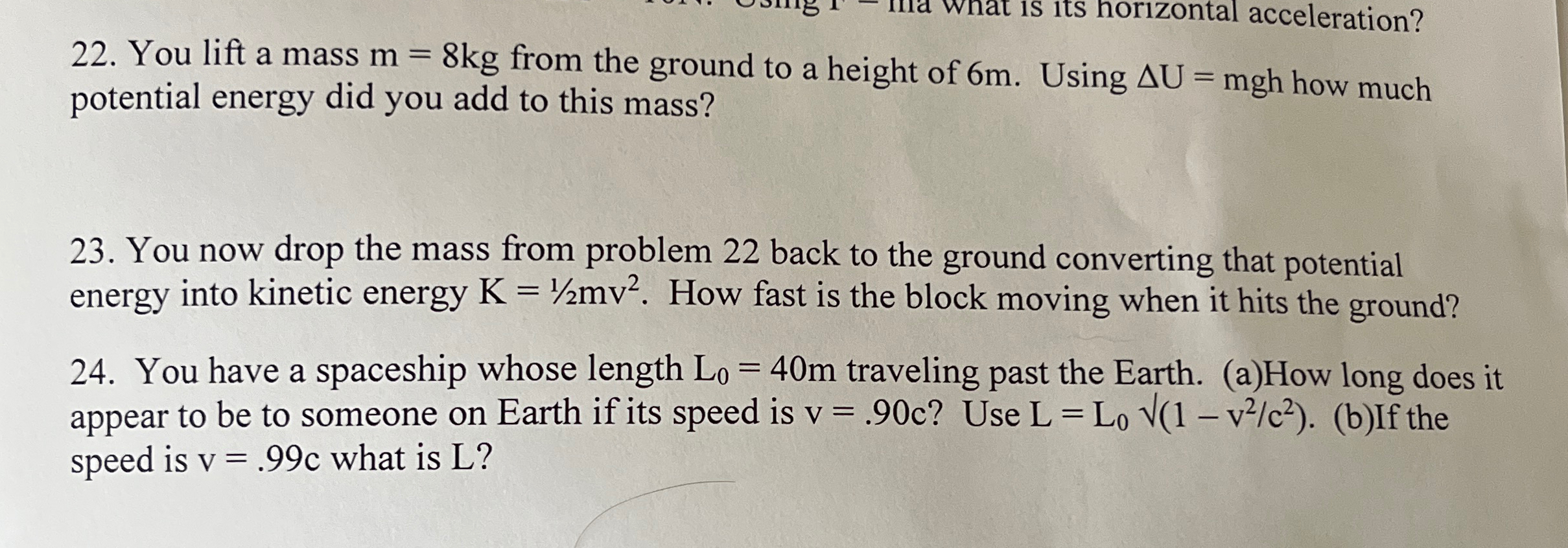 Solved You lift a mass m=8kg ﻿from the ground to a height of | Chegg.com