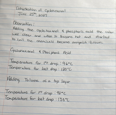 Solved Dehydration of CyclohexenalObservation:Adding the | Chegg.com