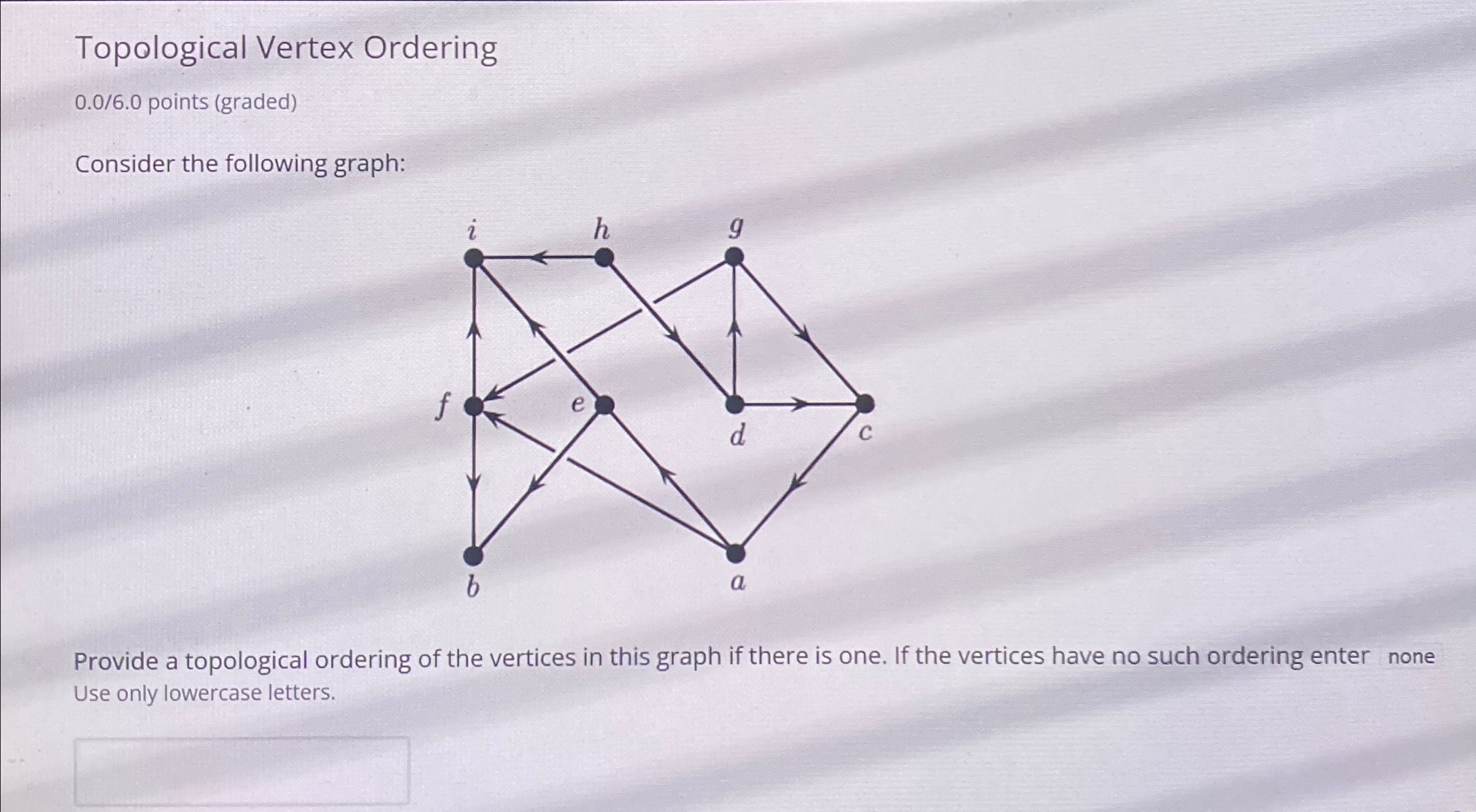 Solved Topological Vertex Ordering0.06.0 ﻿points | Chegg.com