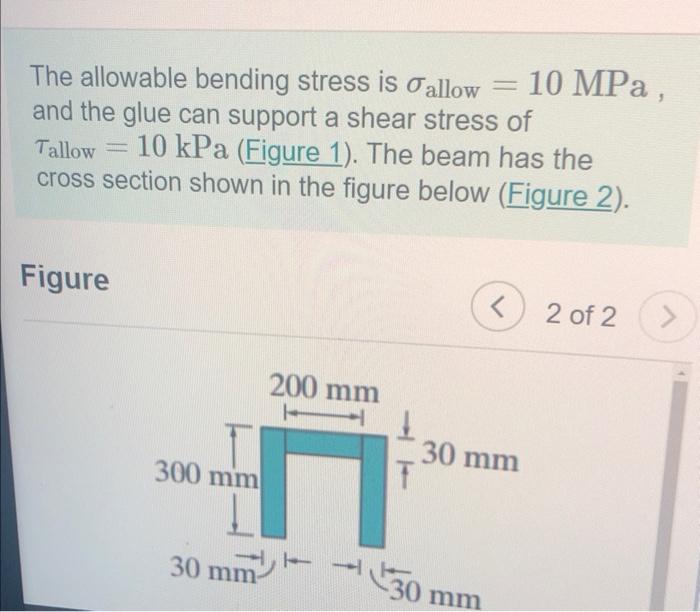 Solved The allowable bending stress is σallow =10MPa, and | Chegg.com