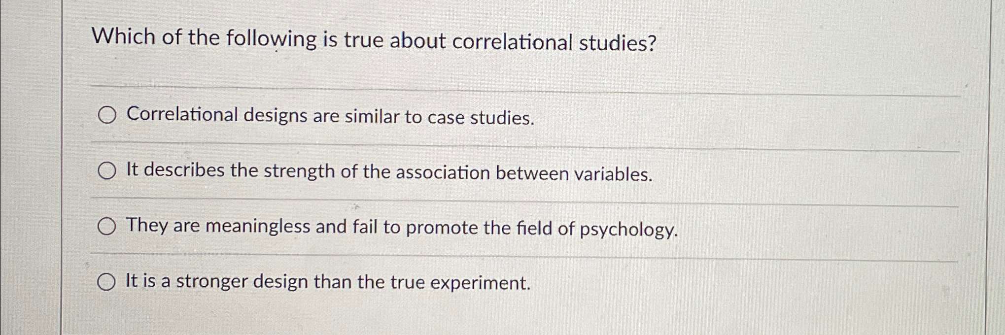 Solved Which of the following is true about correlational | Chegg.com