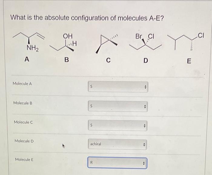 Solved What is the absolute configuration of molecules A-E? | Chegg.com