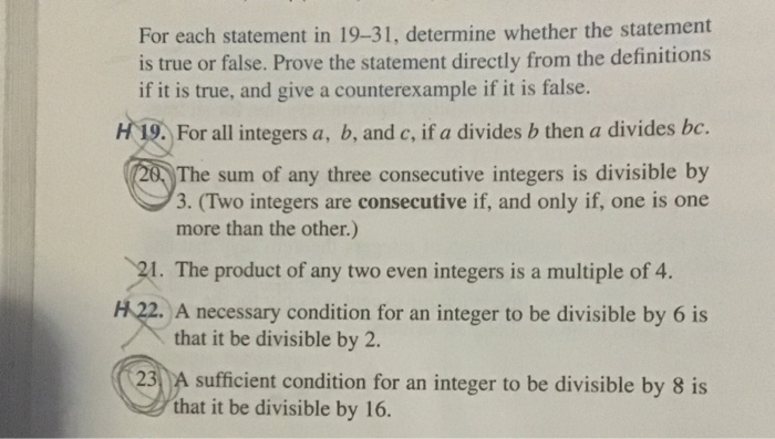 Solved For each statement in 19-31, determine whether the | Chegg.com
