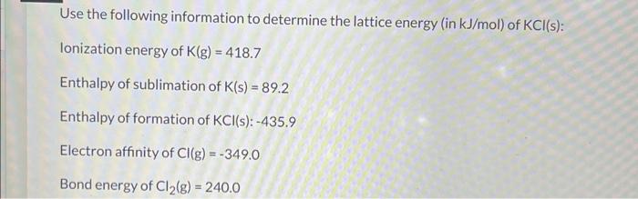 Solved Use the following information to determine the | Chegg.com