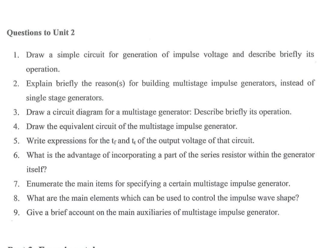 Solved 1. Draw a simple circuit for generation of impulse | Chegg.com