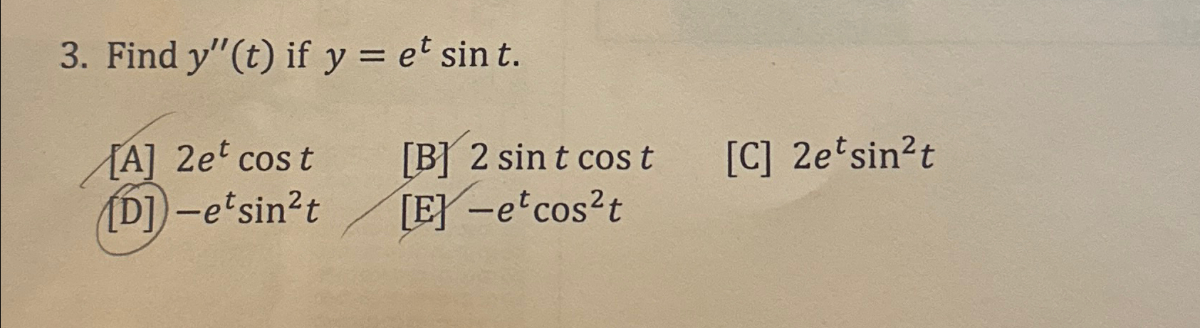 Solved Find y''(t) ﻿if | Chegg.com