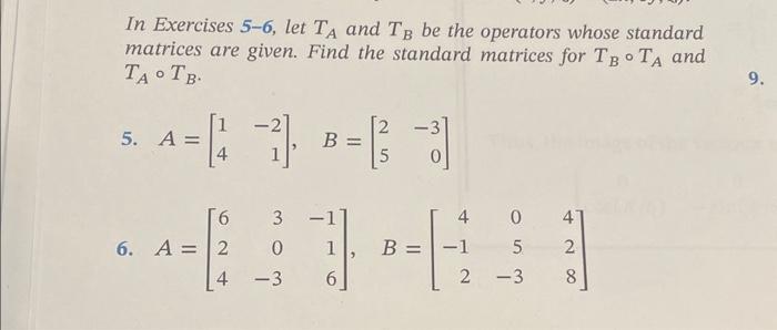 Solved In Exercises 5-6, let TA and TB be the operators | Chegg.com