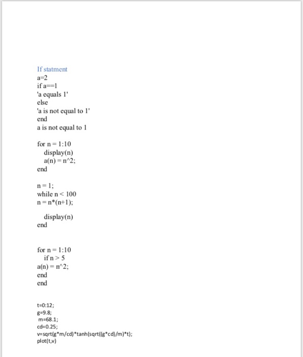 LABI General MATLAB Commands Help 1) type doc 2)from | Chegg.com