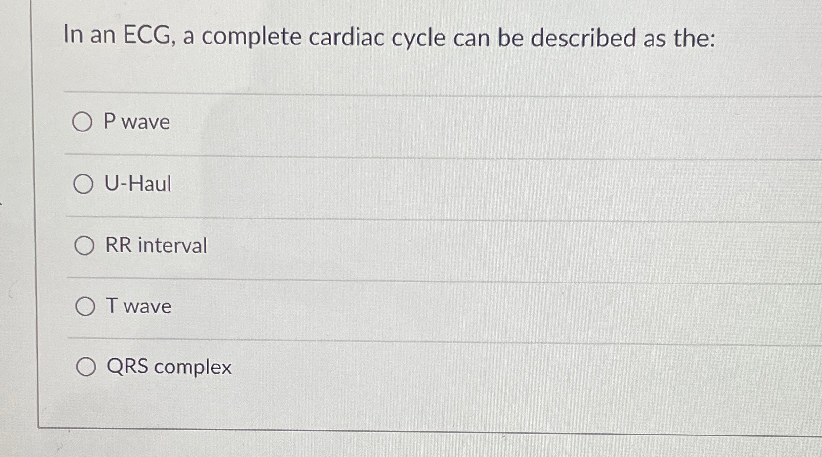 Solved In an ECG, a complete cardiac cycle can be described | Chegg.com