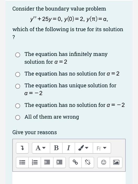 Solved Consider the boundary value problem | Chegg.com