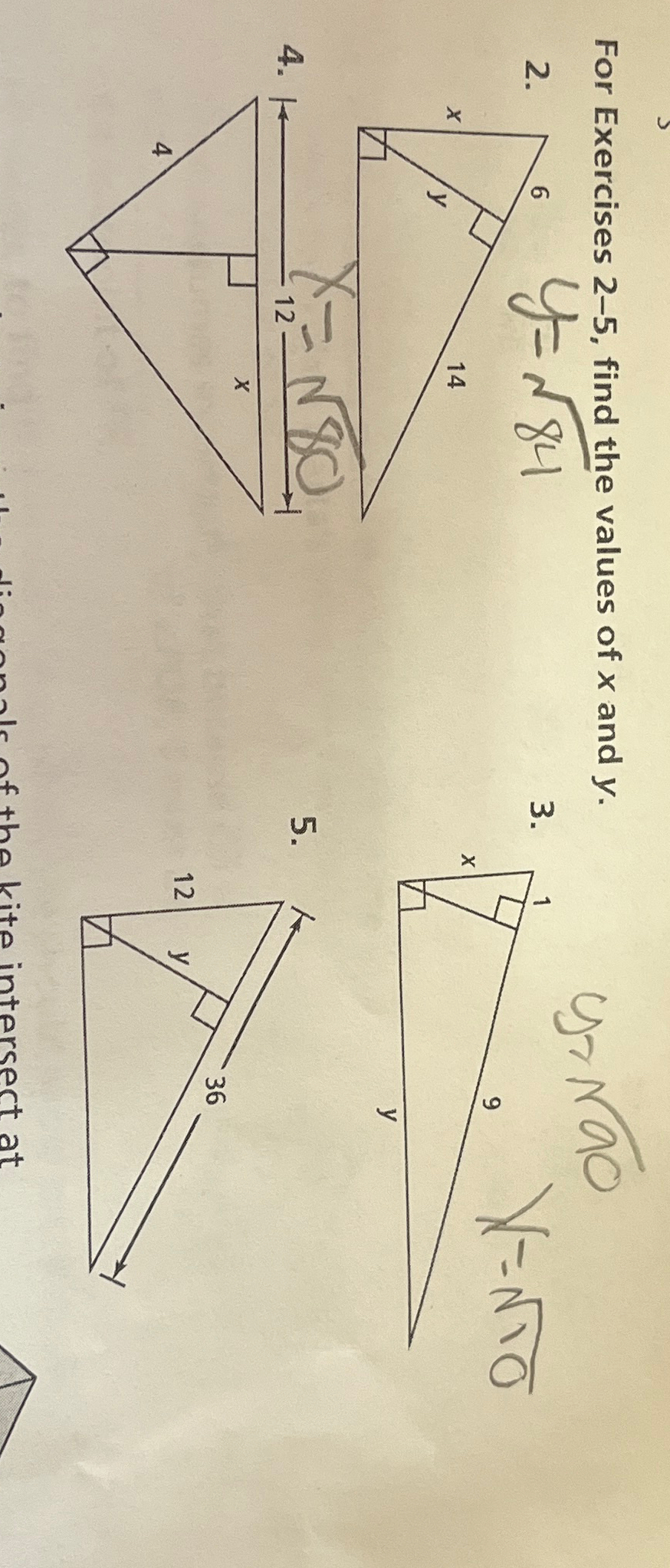 Solved For Exercises 2-5, ﻿find the values of x ﻿and | Chegg.com