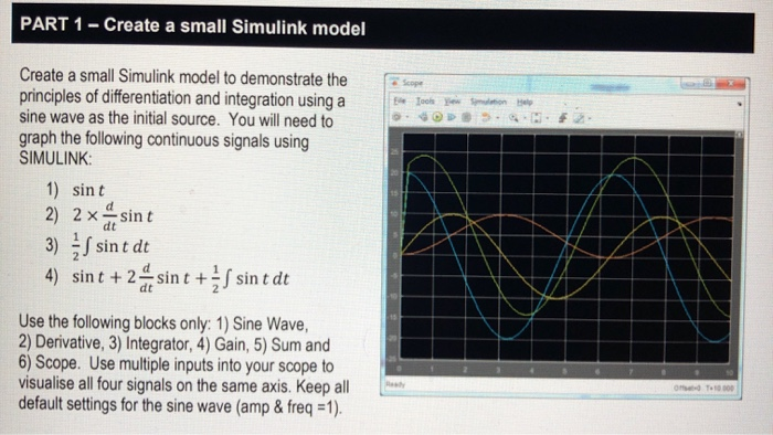 Solved PART 1 - Create a small Simulink model Town Create a | Chegg.com