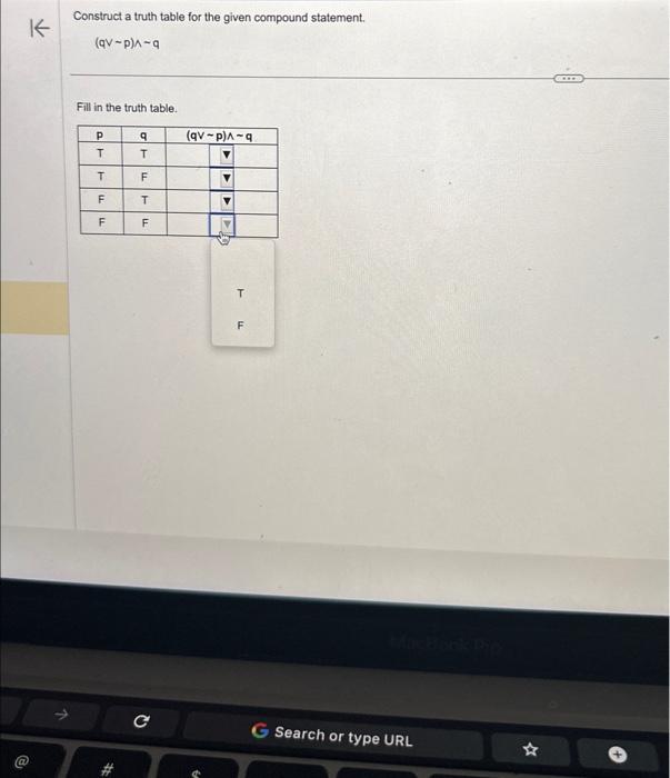 Solved Construct a truth table for the given compound | Chegg.com