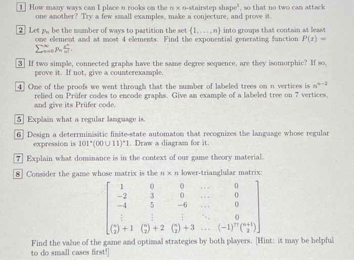 How many ways can I place n rooks on the | Chegg.com