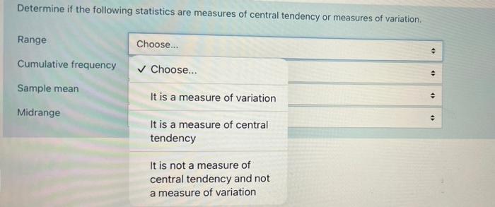 Solved Determine if the following statistics are measures of | Chegg.com