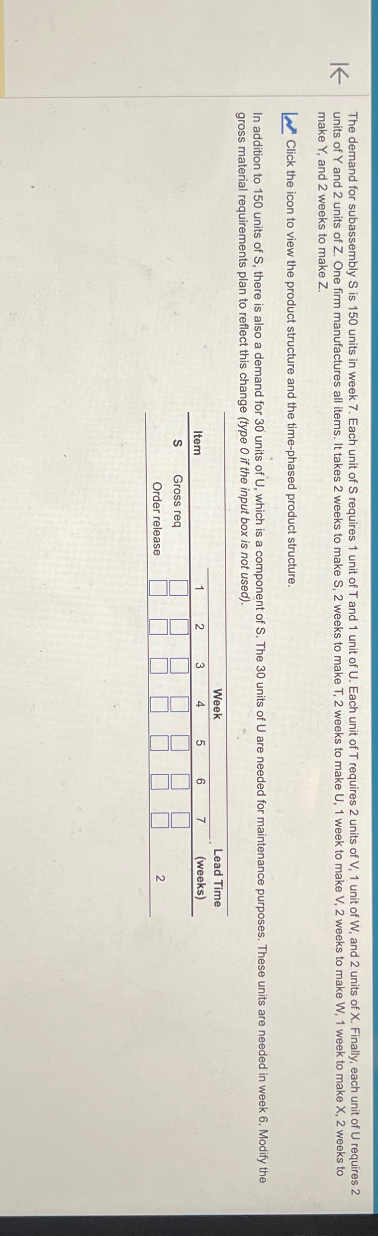 Solved make Y, ﻿and 2 ﻿weeks to make Z.Click the icon to | Chegg.com