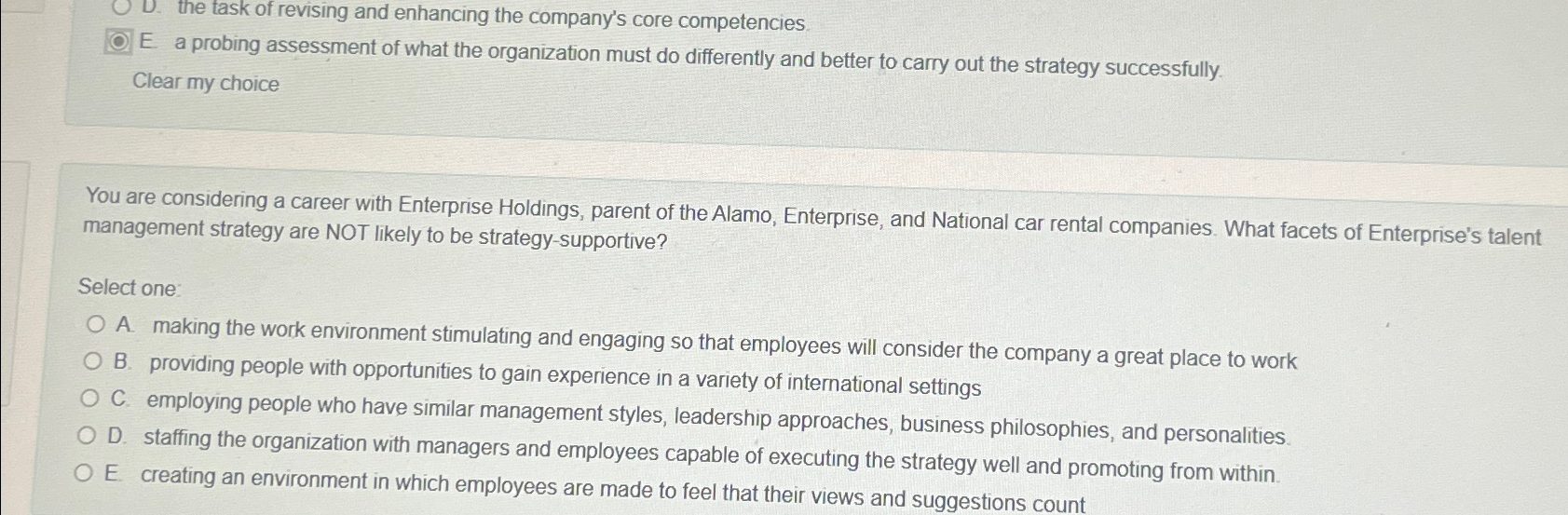 Solved D. ﻿the task of revising and enhancing the company's | Chegg.com