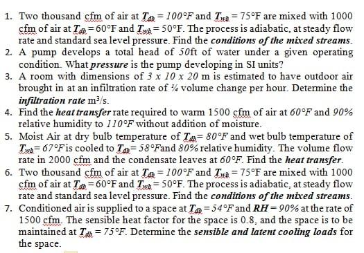 Solved HEATING VENTILATION AND AIR CONDITIONING QUESTIONS | Chegg.com