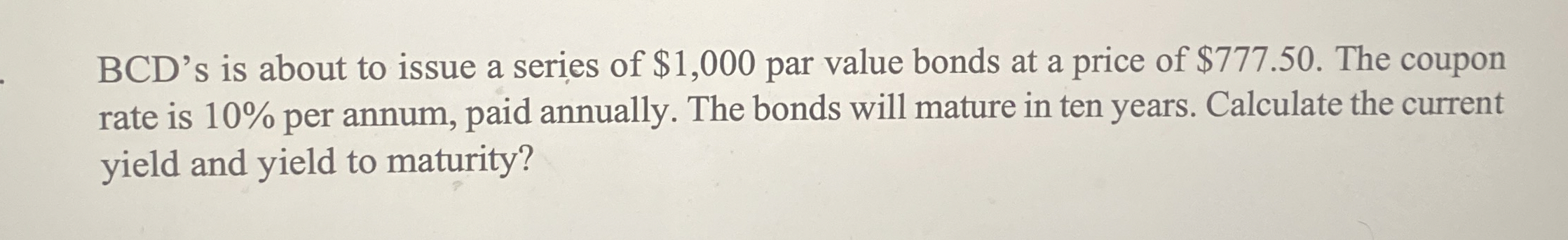 Solved BCD's is about to issue a series of $1,000 ﻿par value | Chegg.com