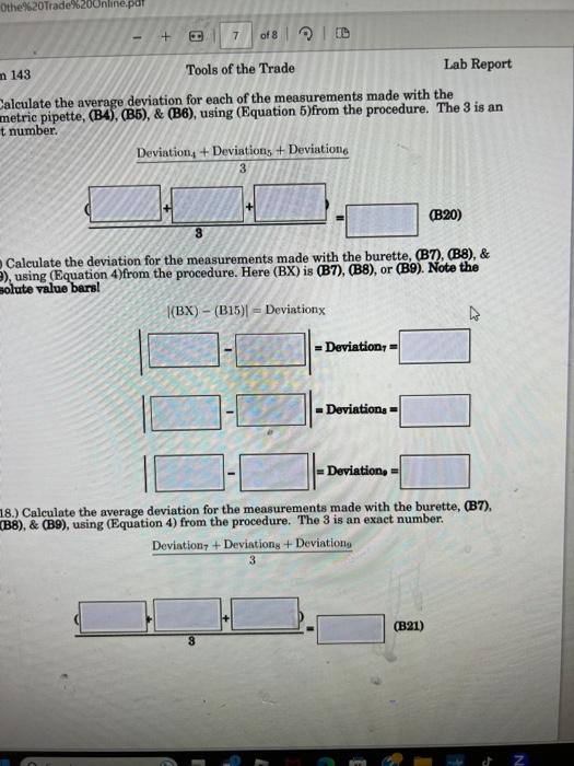 Chem 143 Tools of the Trade Lab Report Data and | Chegg.com