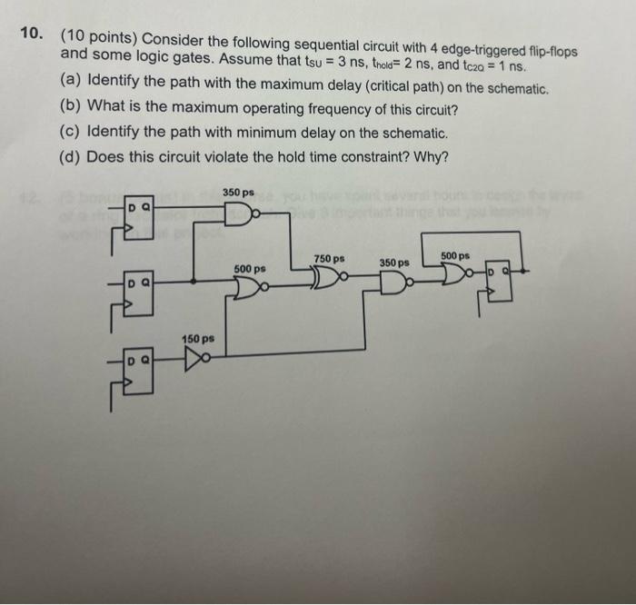 Solved (10 points) Consider the following sequential circuit | Chegg.com
