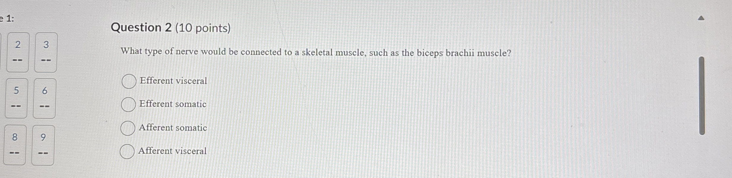 Solved 1:Question 2 (10 ﻿points)23What type of nerve would | Chegg.com