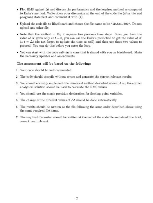 Assignment 1: Euler's Method vs Leapfrog Method | Chegg.com