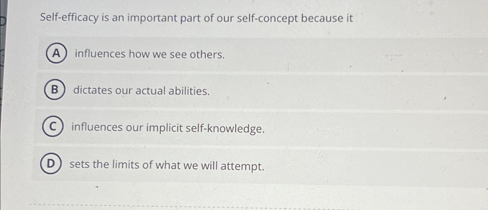 Solved Self-efficacy is an important part of our | Chegg.com
