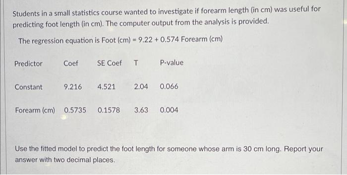 Solved a Students in a small statistics course wanted to | Chegg.com