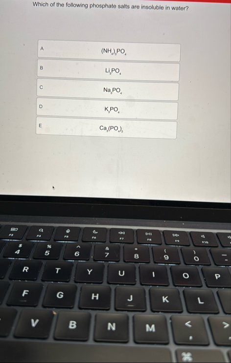 Solved Which of the following phosphate salts are insoluble | Chegg.com