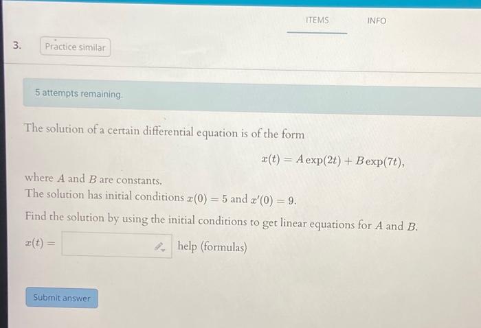 Solved The solution of a certain differential equation is of | Chegg.com