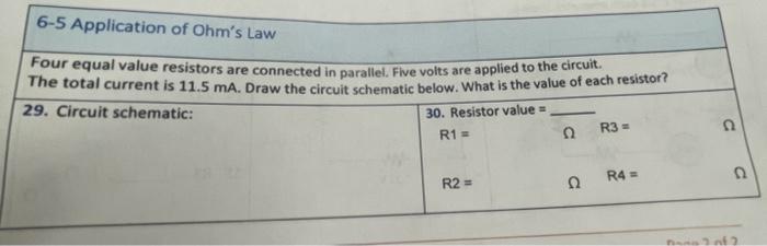 Solved 6-5 Application of Ohm's Law Four equal value | Chegg.com
