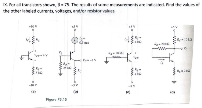 Solved IX. ﻿For all transistors shown, β=75. ﻿The results of | Chegg.com