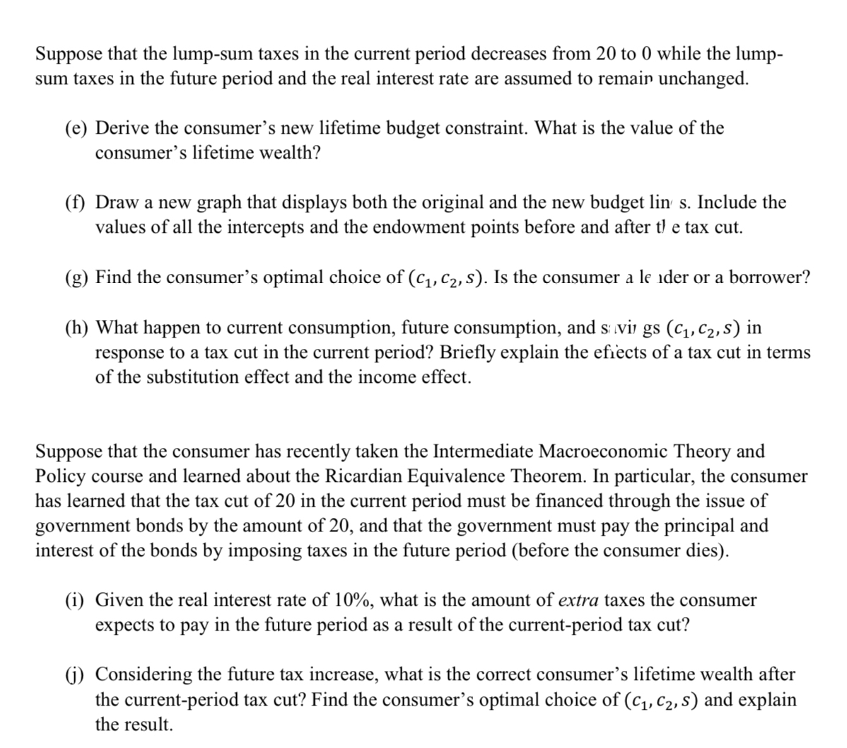 Solved Suppose that the lump-sum taxes in the current period | Chegg.com