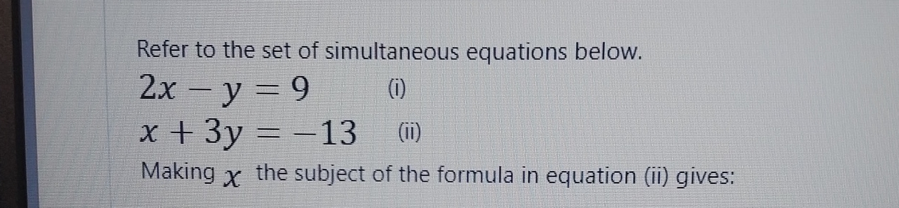 Solved Refer to the set of simultaneous equations | Chegg.com