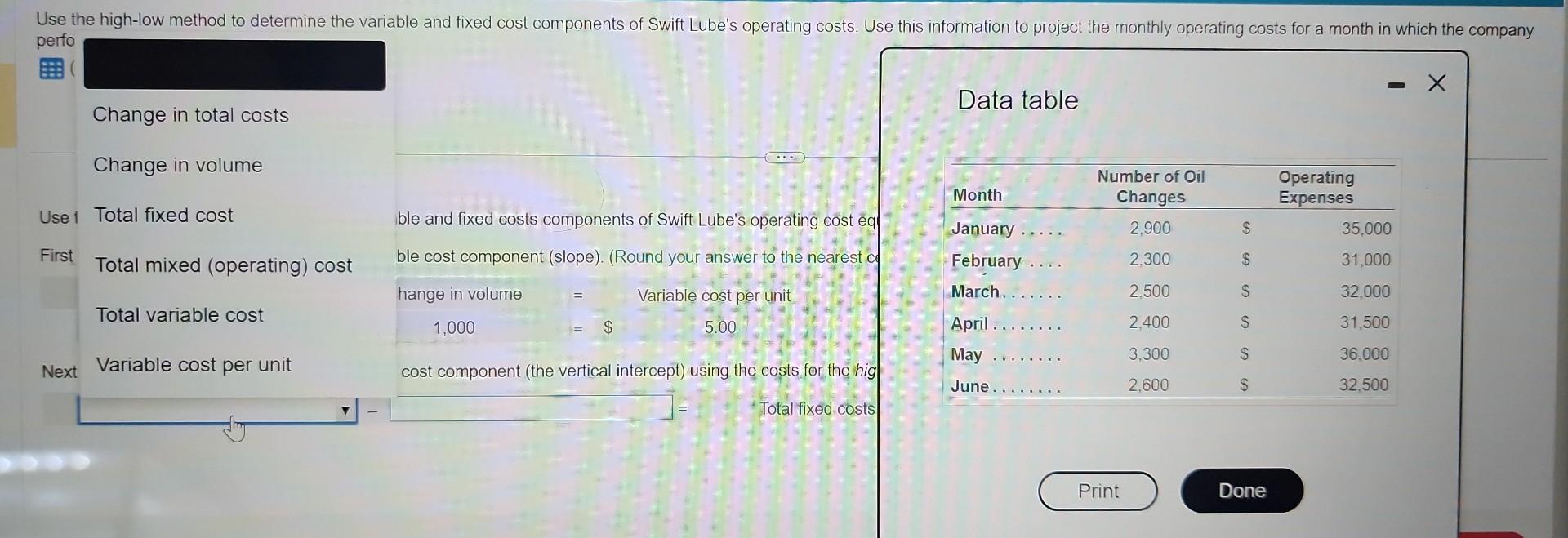 Solved Use the high-low method to determine the variable and | Chegg.com
