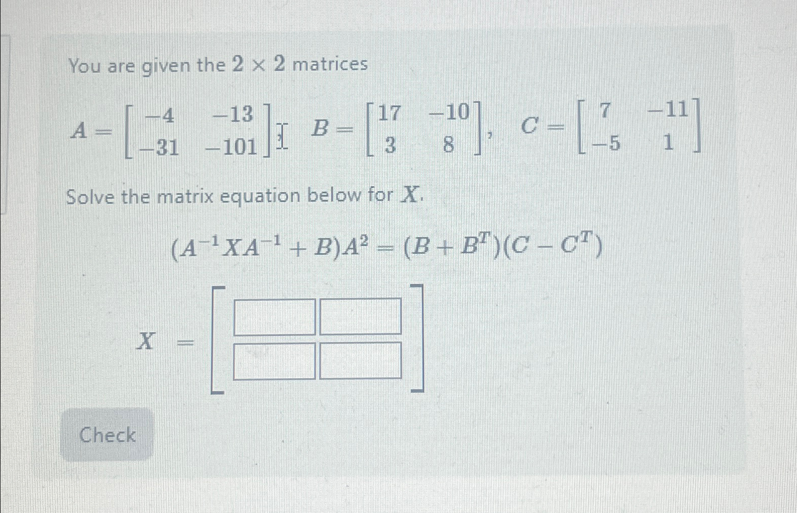 Solved You are given the 2×2 | Chegg.com